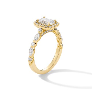 Neil Lane Artistry Radiant-Cut Lab-Grown Diamond Halo Engagement Ring 1-3/4 ct tw 14K Yellow ...