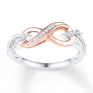 Infinity Ring 1/15 ct tw Diamonds Sterling Silver & 10K Rose Gold | Kay ...