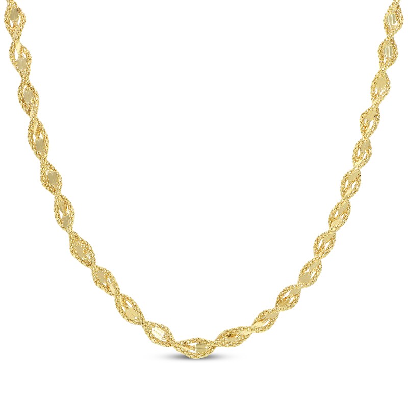 Glitter-Edge Fancy Chain Necklace 10K Yellow Gold 18" | Kay Outlet