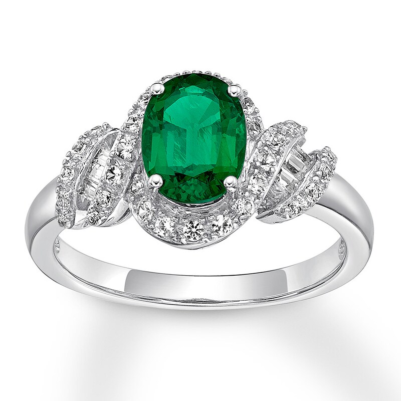 Lab-Created Emerald Ring Lab-Created Sapphires Sterling Silver | Kay Outlet