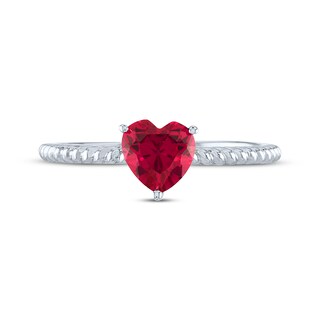 Heart-Shaped Lab-Created Ruby Solitaire Rope Ring Sterling Silver | Kay ...