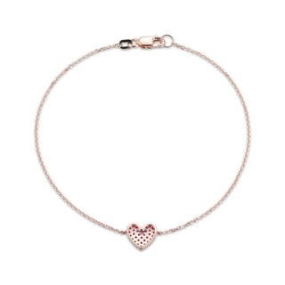 Lab-Created Ruby Heart Bracelet 10K Rose Gold 7.25" | Kay Outlet