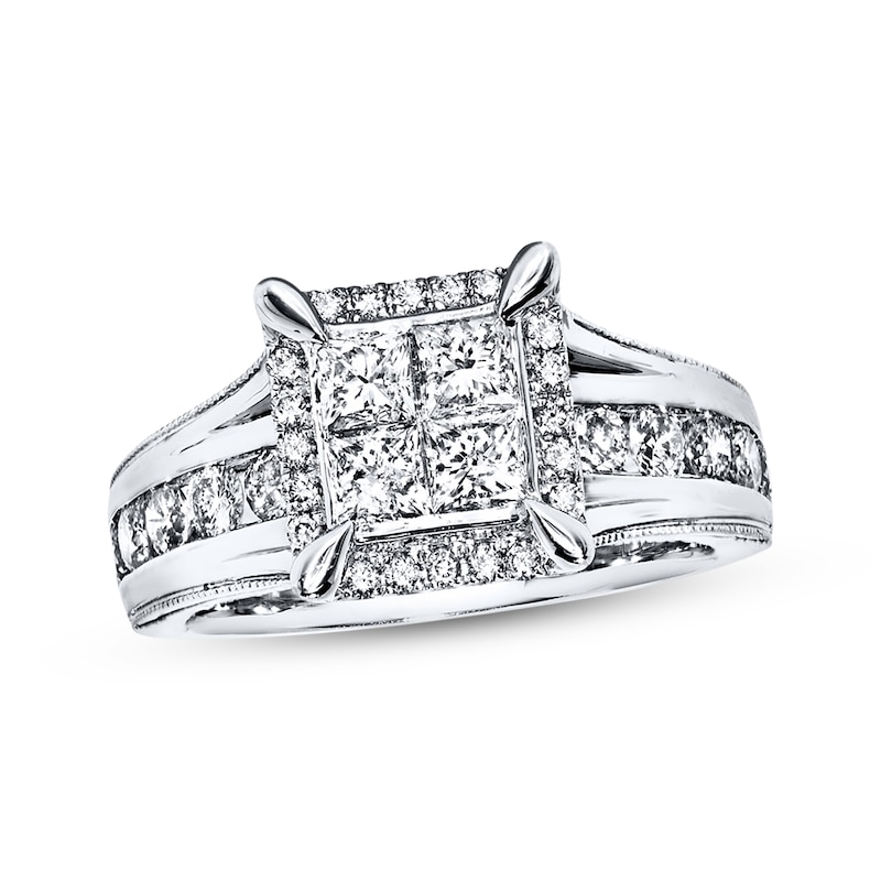 Multi-Diamond Engagement Ring 1-3/8 ct tw Diamonds 14K White Gold | Kay ...