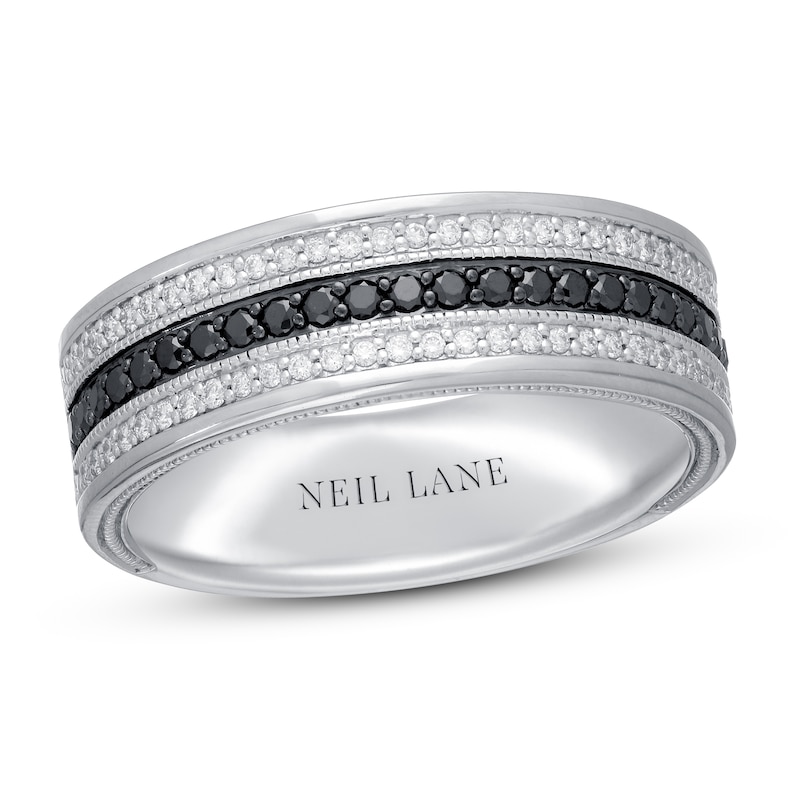Neil Lane Men’s Black & White Diamond Wedding Band 1/2 ct tw 14K White ...