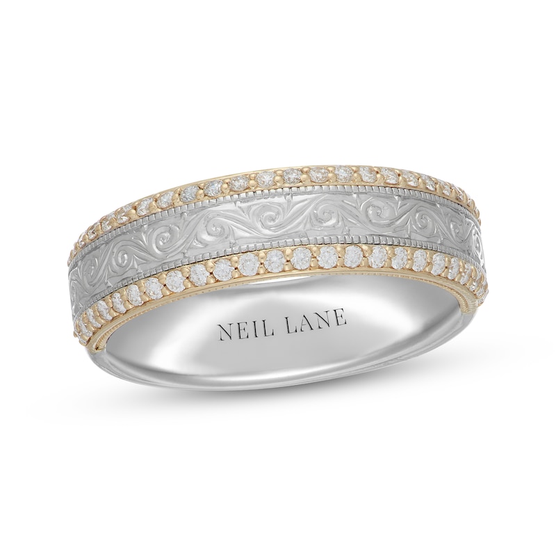 Neil Lane Men's Diamond Wedding Band 3/8 ct tw Round-Cut 14K Two-Tone ...