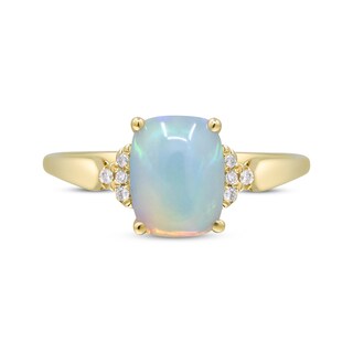 Cushion-Cut Opal & Diamond Ring 1/20 ct tw 10K Yellow Gold | Kay Outlet