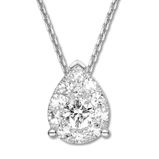 Diamond Teardrop Necklace 1/2 ct tw Round-cut 14K White Gold | Kay Outlet