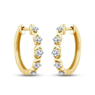 XO from KAY Diamond Hoop Earrings 1/2 ct tw Round-cut 10K Yellow Gold ...