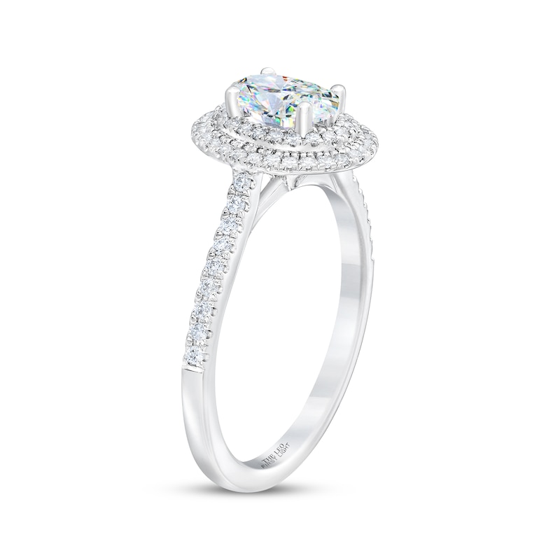 THE LEO First Light Diamond Oval-Cut Double Halo Engagement Ring 1 ct ...