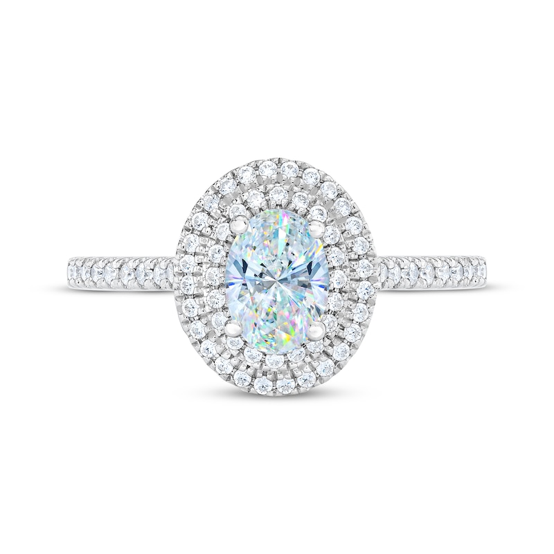 THE LEO First Light Diamond Oval-Cut Double Halo Engagement Ring 1 ct ...
