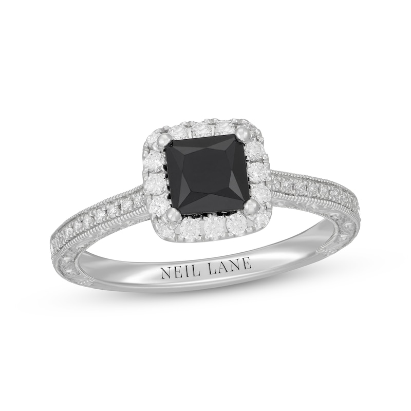 Neil Lane Princess-Cut Black & White Diamond Engagement Ring 1-3/8 ct ...