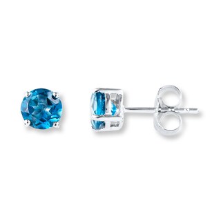 Blue Topaz Stud Earrings 14K White Gold | Kay Outlet