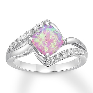 Lab-Created Pink Opal Ring Sterling Silver | Kay Outlet