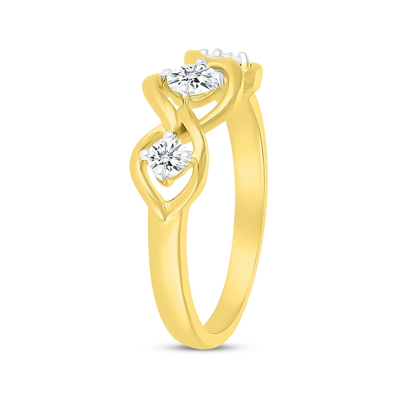 Diamond Three Stone Chain Link Ring 1/3 ct tw 10K Yellow Gold | Kay Outlet