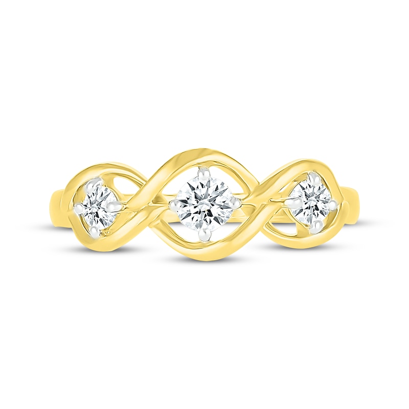 Diamond Three Stone Chain Link Ring 1/3 ct tw 10K Yellow Gold | Kay Outlet