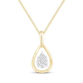 Unstoppable Love Multi-Diamond Teardrop Necklace 1/5 ct tw 10K Yellow ...