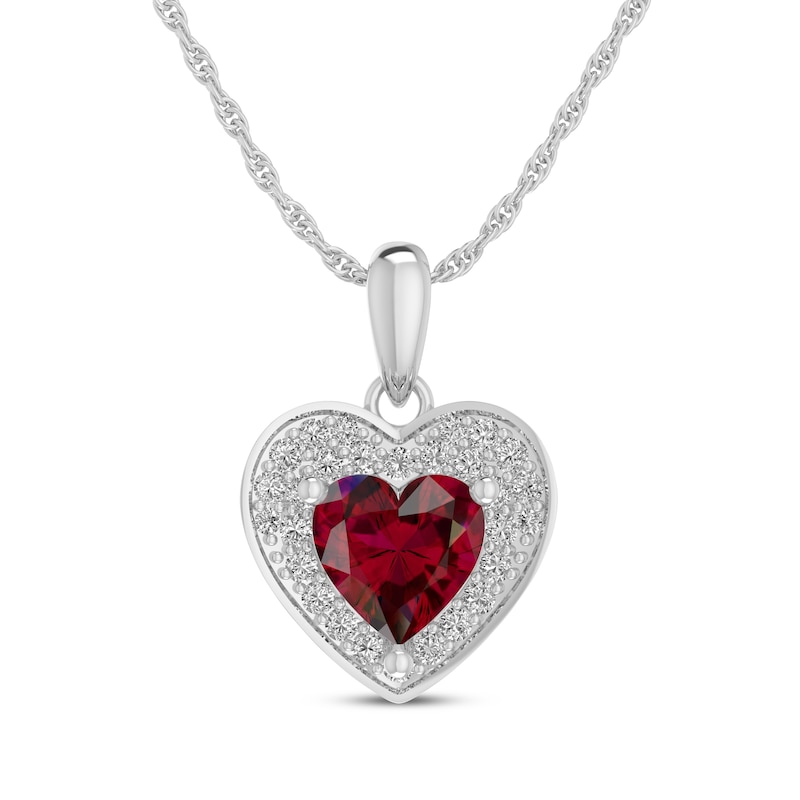 Heart-Shaped Lab-Created Ruby & White Lab-Created Sapphire Gift Set ...