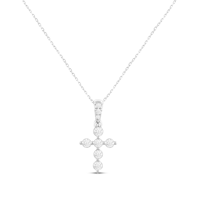 Lab-Grown Diamonds by KAY Cross Necklace 1/3 ct tw 14K White Gold 18 ...