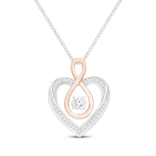 Unstoppable Love Diamond Heart & Infinity Necklace 1/5 ct tw 10K Two ...