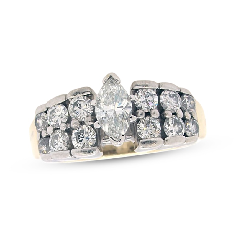 Previously Owned Engagement Ring 1-1/2 ct tw Marquise Diamonds 14K Two ...