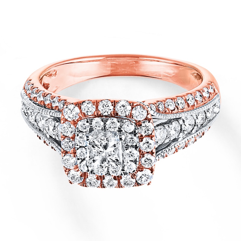 Previously Owned Engagement Ring 1-1/4 ct tw Princess & Round-cut ...