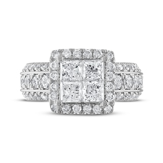 Previously Owned Multi-Diamond Engagement Ring 3 ct tw Princess & Round ...