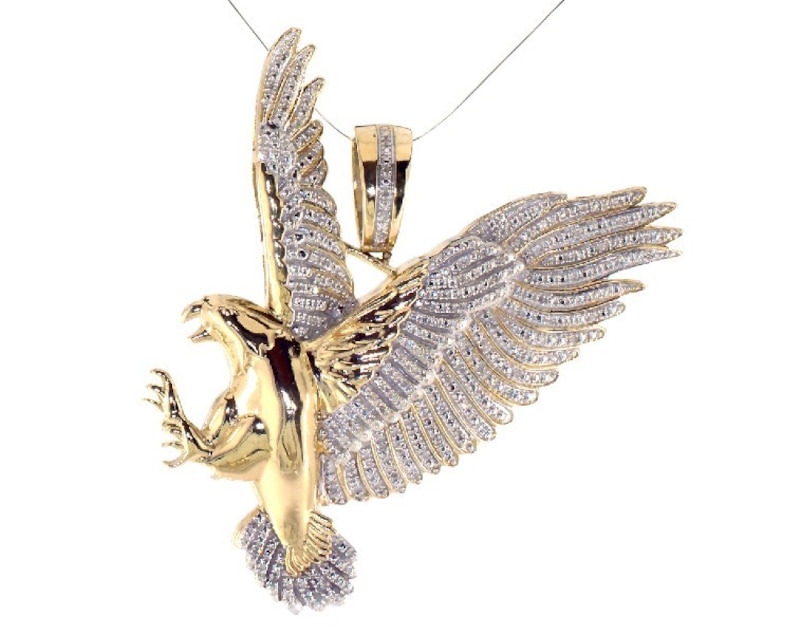 Previously Owned Men's Diamond Eagle Charm 1/4 ct tw Round-cut 10K ...