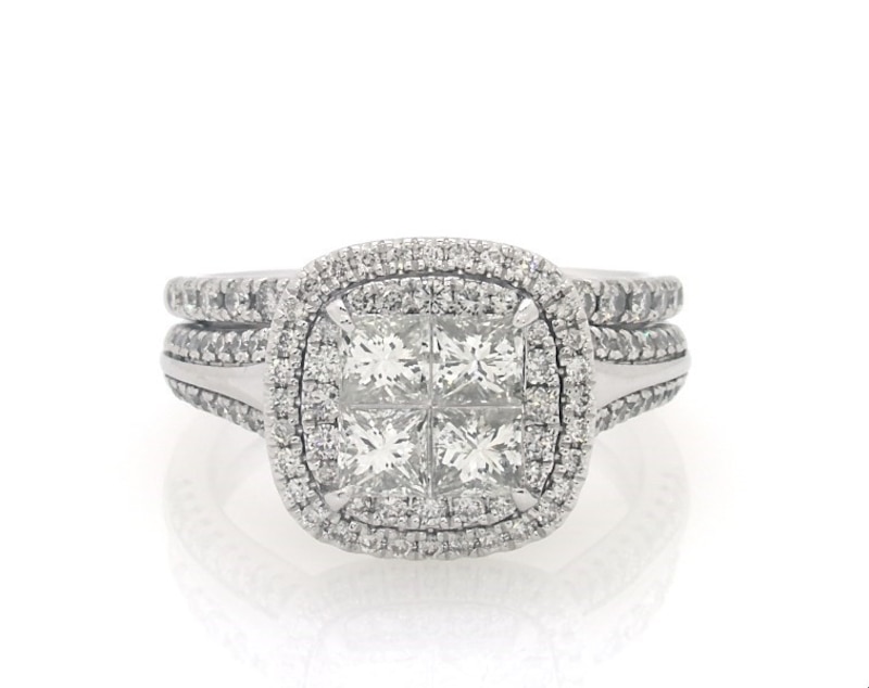 Previously Owned Princess-Cut Quad Diamond Bridal Set 1-3/4 ct tw 14K ...