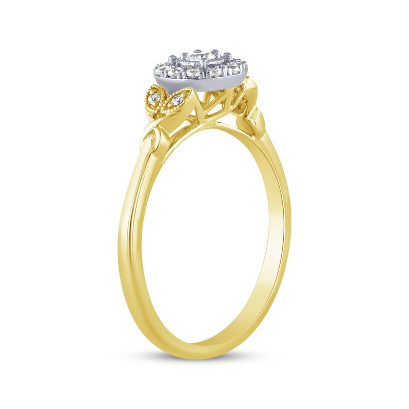 Diamond Halo Promise Ring 1/5 ct tw 10K Two-Tone Gold | Kay Outlet