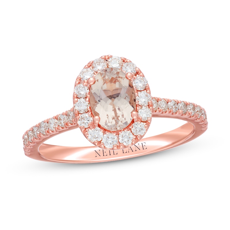 Neil Lane Morganite Engagement Ring 1/2 ct tw Diamonds 14K Rose Gold ...