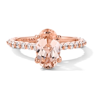 Neil Lane Morganite & Diamond Engagement Ring 1/2 ct tw Round-cut 14K ...