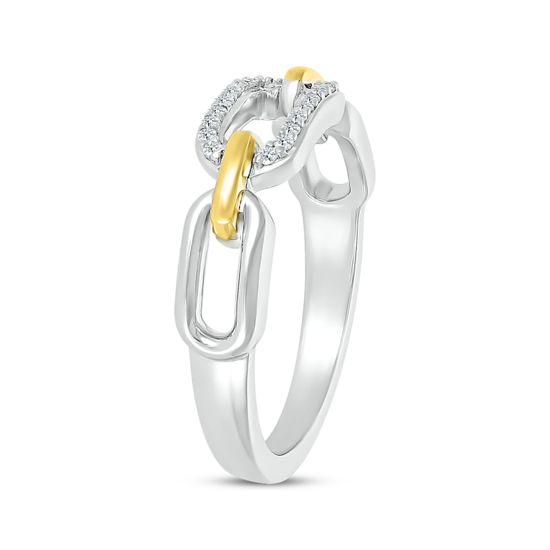 Diamond Paperclip Link Ring 1/10 ct tw Sterling Silver & 10K Yellow ...