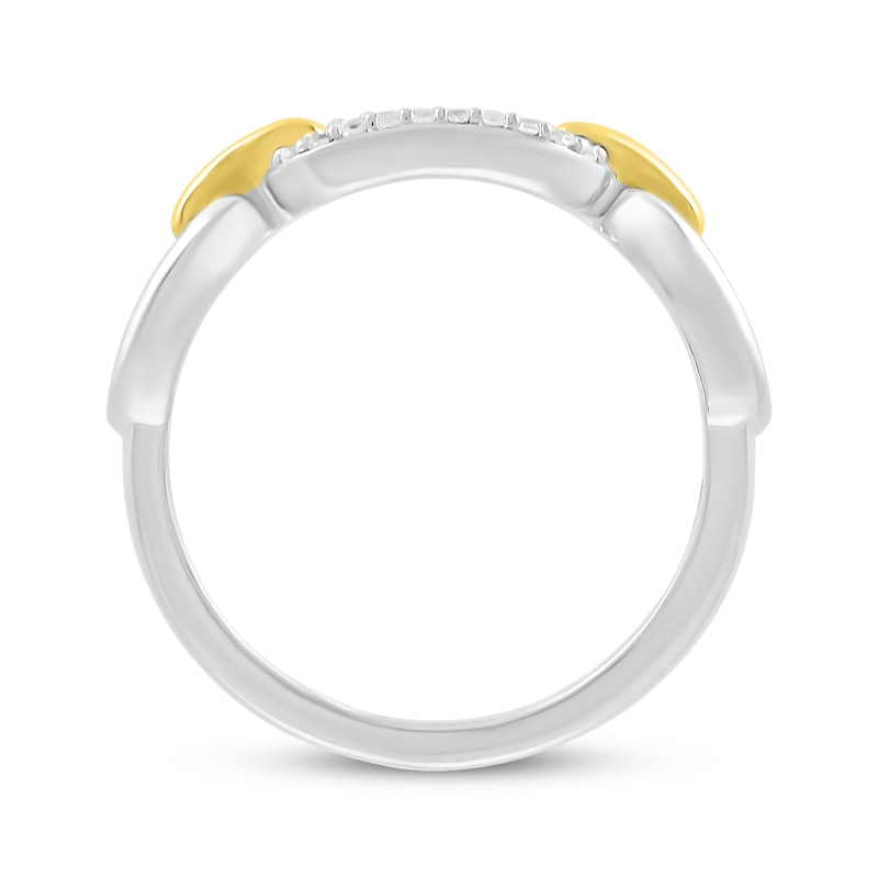 Diamond Paperclip Link Ring 1/10 ct tw Sterling Silver & 10K Yellow ...
