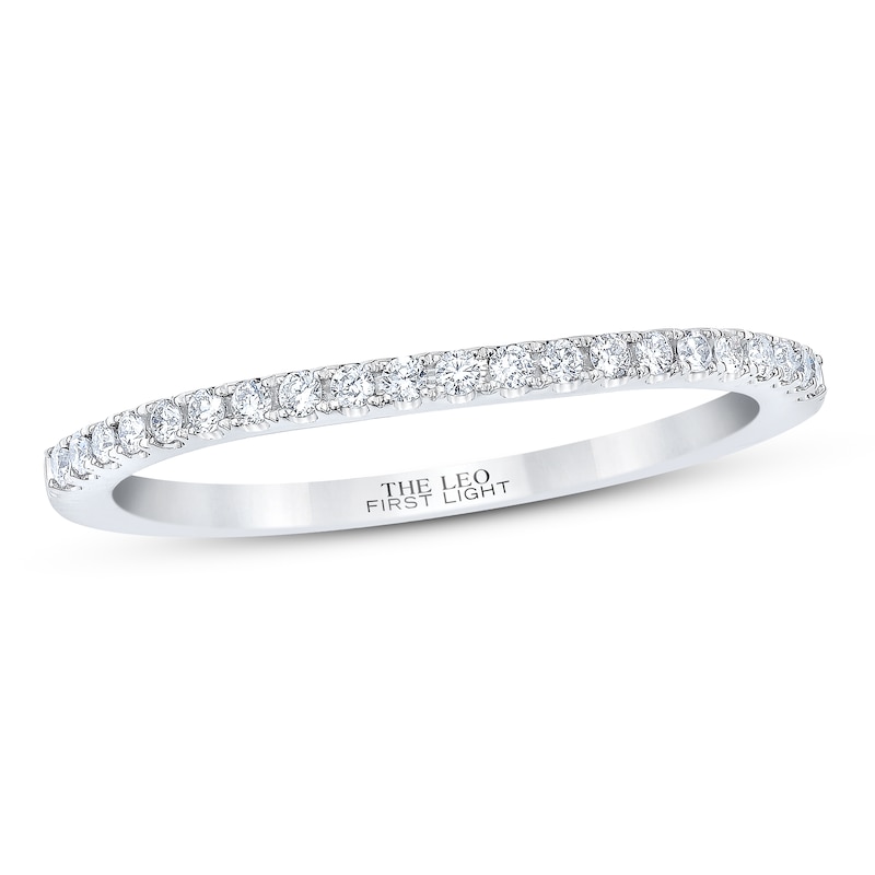 THE LEO First Light Diamond Wedding Band 1/8 ct tw Round-cut 14K White ...